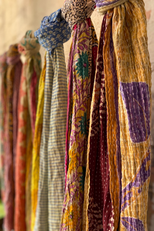 Kantha Scarf Scarves | Made From Recycled Cotton Saris – Adlib Clothing