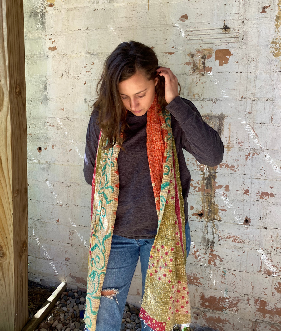 Kantha Scarf Scarves | Made From Recycled Cotton Saris – Adlib Clothing