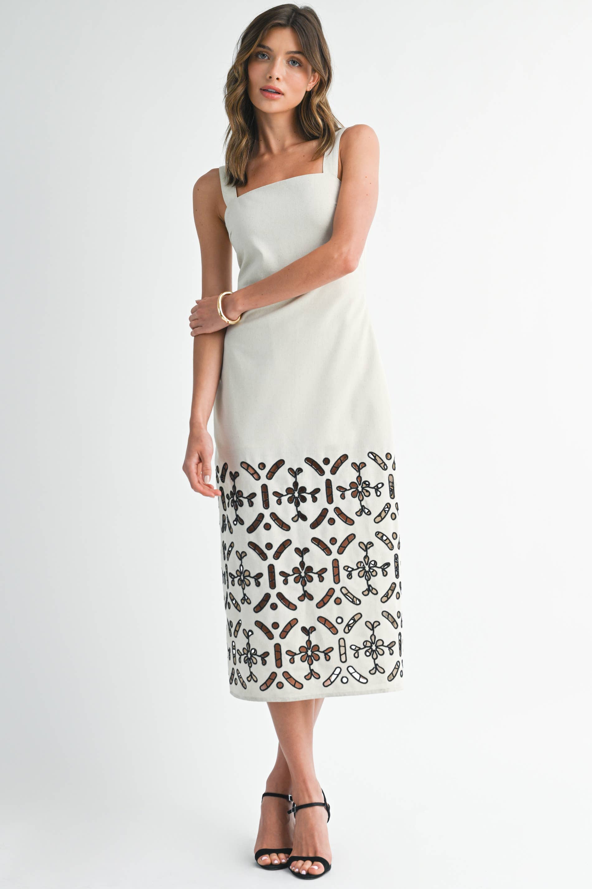 Belted Shift Dress with Embroidery – Adlib Clothing